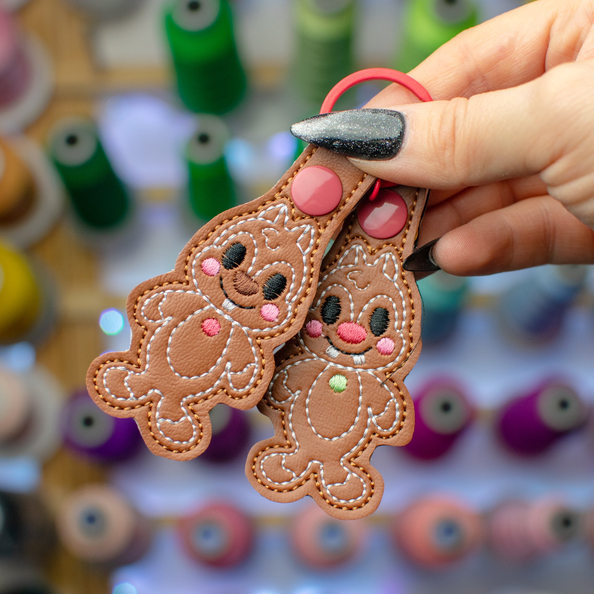 Gingerbread Chipmunk Keychain Embroidery Designs – Designs by Drea