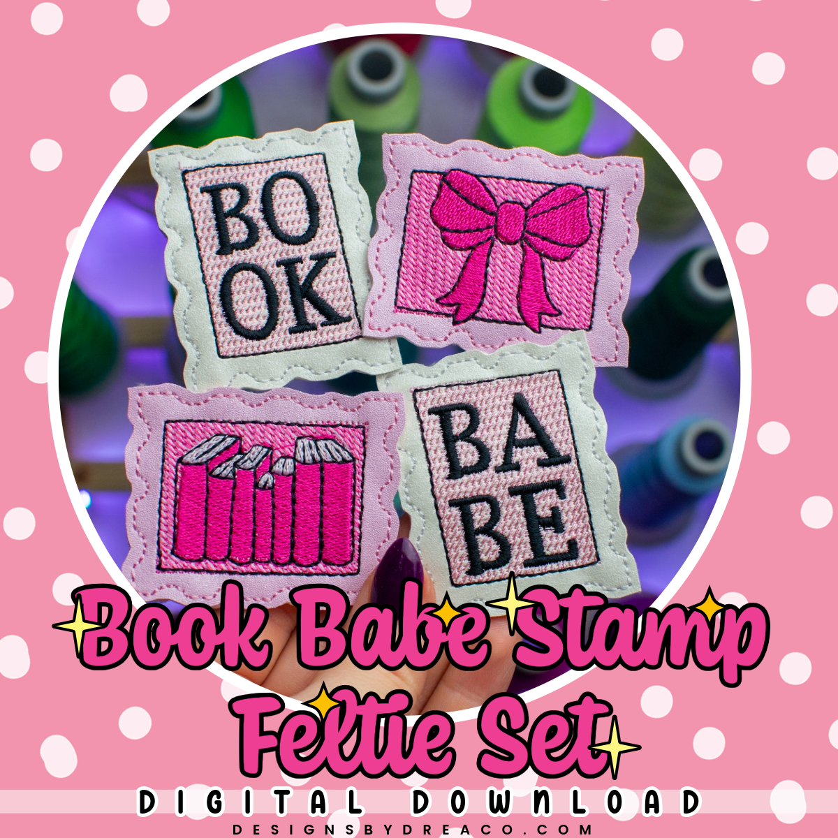 Book Babe Stamp Feltie Embroidery Design Set – Designs by Drea