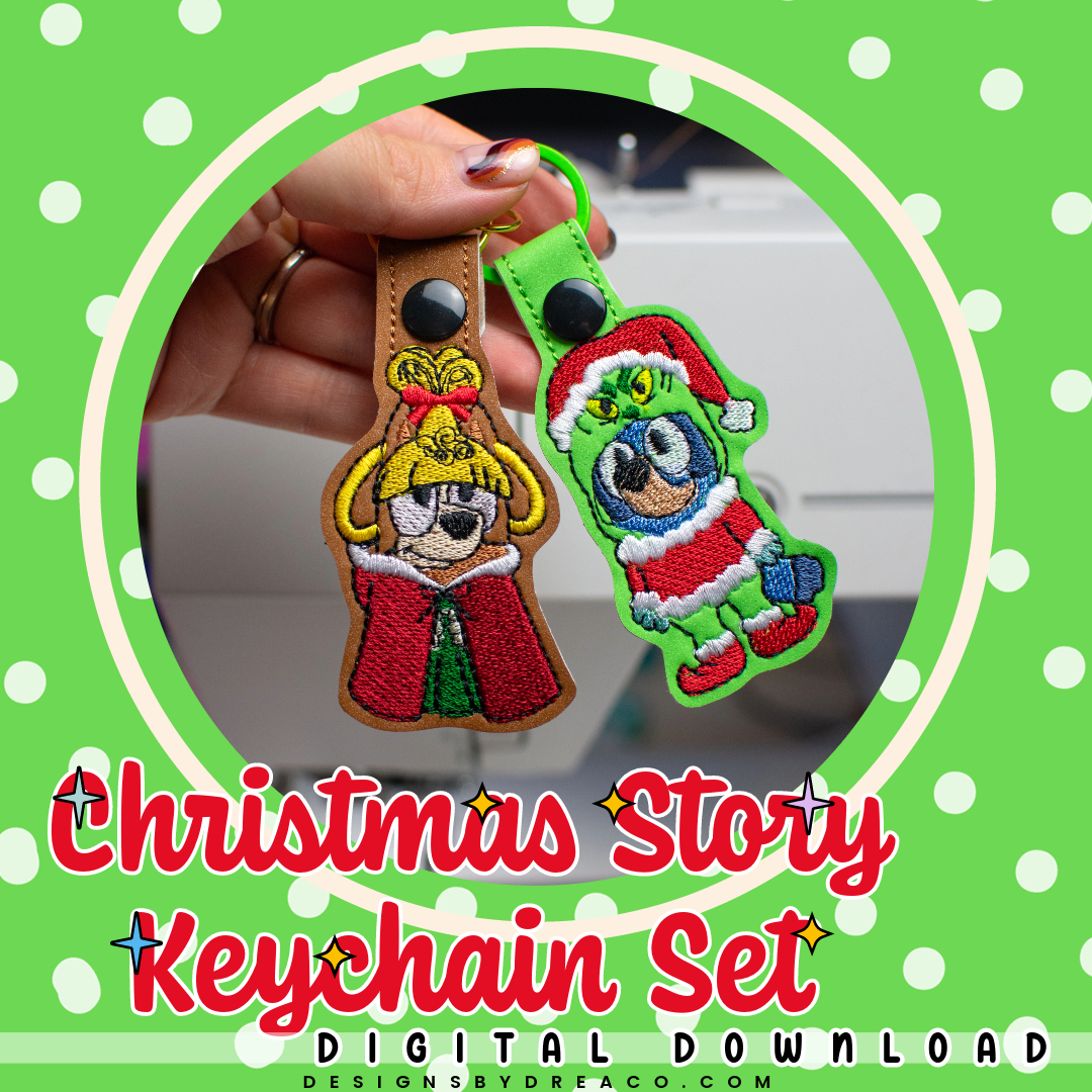 Christmas Story Keychain Embroidery Design Set – Designs by Drea