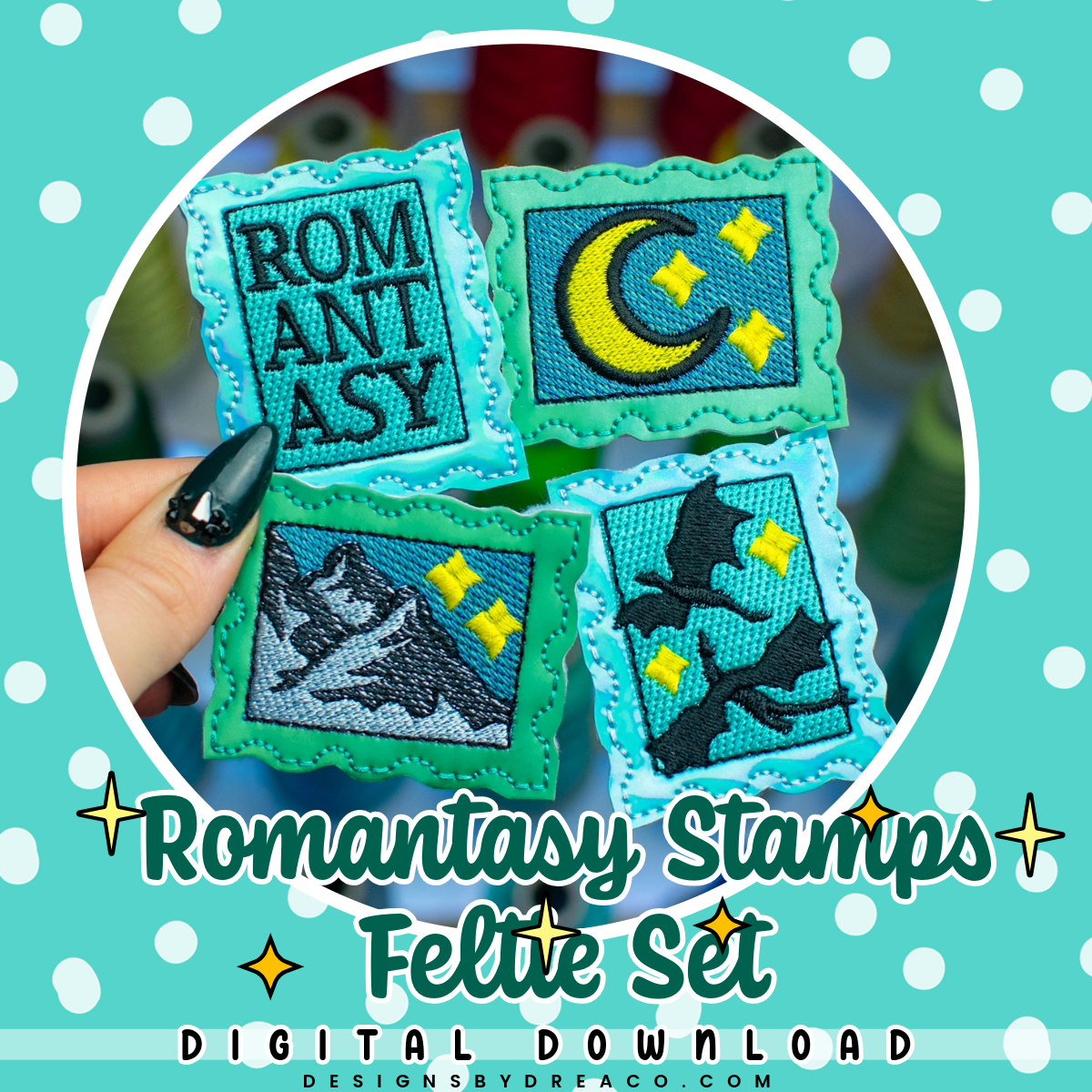 Romantasy Stamp Feltie Embroidery Design Set – Designs by Drea